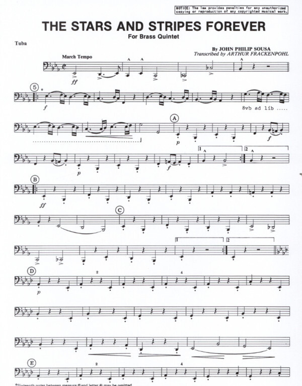 Sousa, John Philip - The Stars and Stripes Forever für Brass Quintet | Köbl Edition