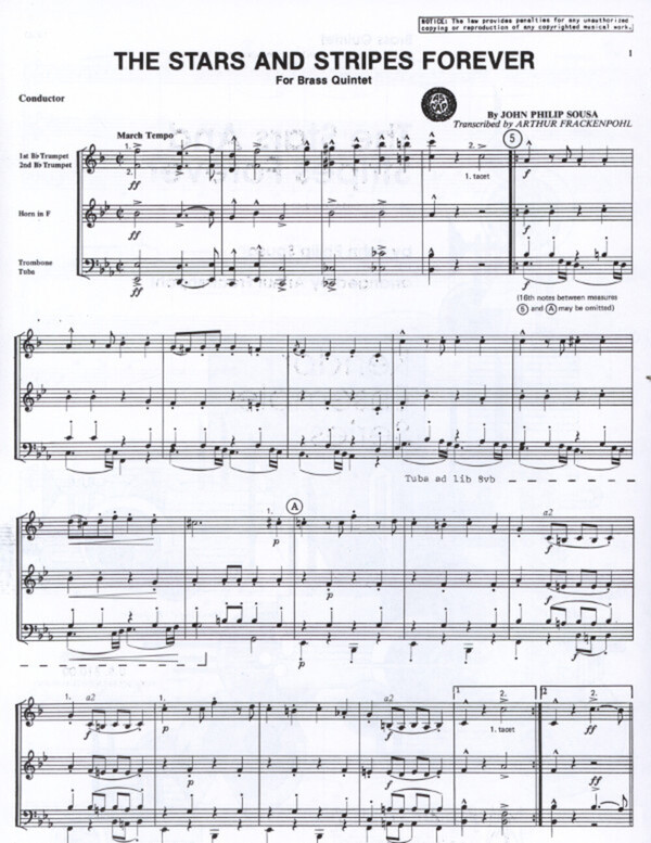 Sousa, John Philip - The Stars and Stripes Forever für Brass Quintet | Köbl Edition